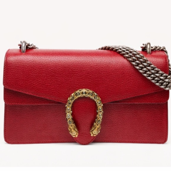 Gucci | Bags | Gucci Dionysus Small Red Leather Gg Shoulder Bag Gold ...